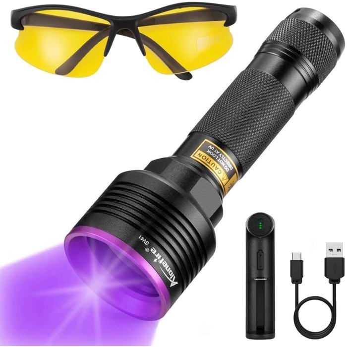 SV41 10W Lampe Torche UV LED 395nm Rechargeable Lampe Ultraviolet ...
