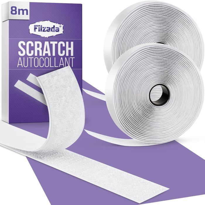 8M Ruban Scratch Adhésif Blanc 20Mm Extra Fort – Rouleau Scratch ...