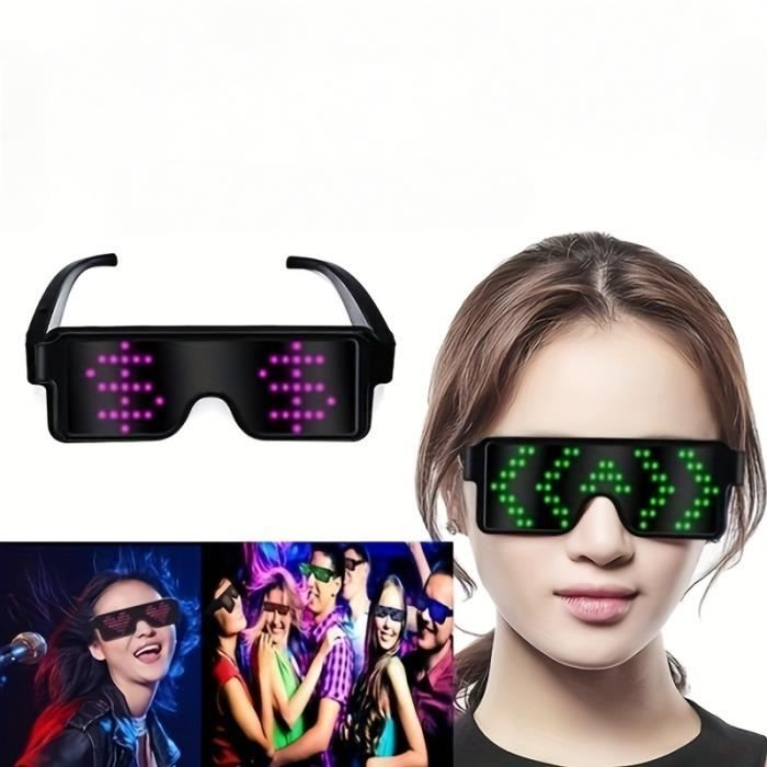 Lunettes Lumineuses LED, 8 Modèles de Lumière, Lunettes LED USB ...