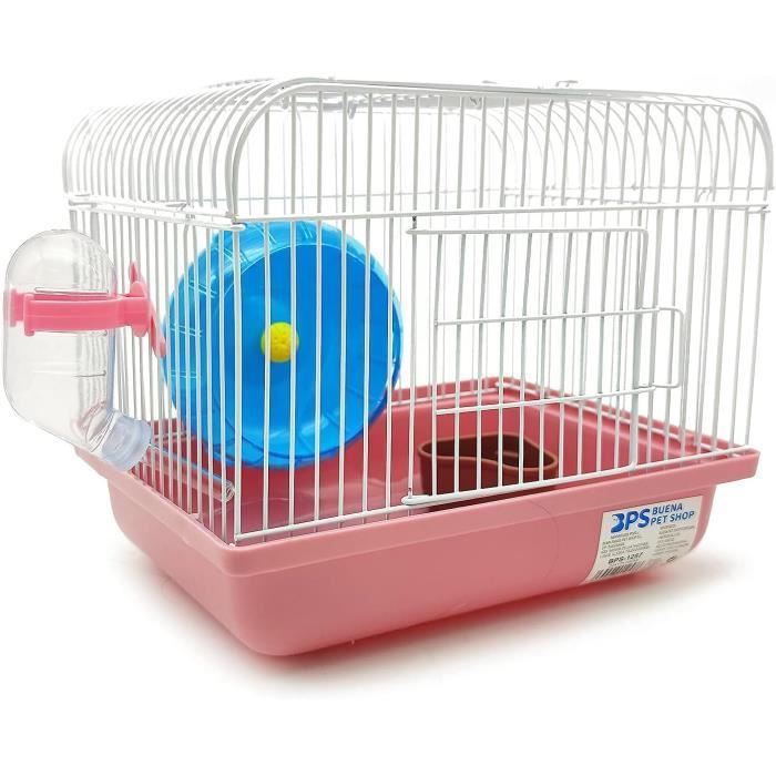 Cage Pour Hamster Avec Roue, Mangeoire Et Abreuvoir 22,5 X 17 X 19 Cm ...