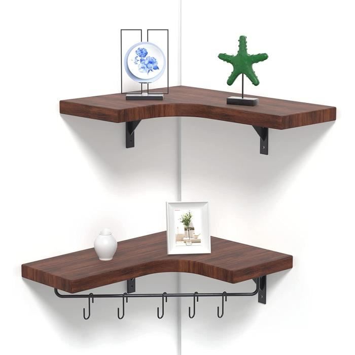 Etagere Murale Bois,Lot de 2 Etagere Angle,étagère d'angle Flottante ...