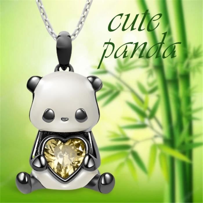 Panda - Mignon Dessin Animé Axolotl Coeur Strass Pendentif Collier ...