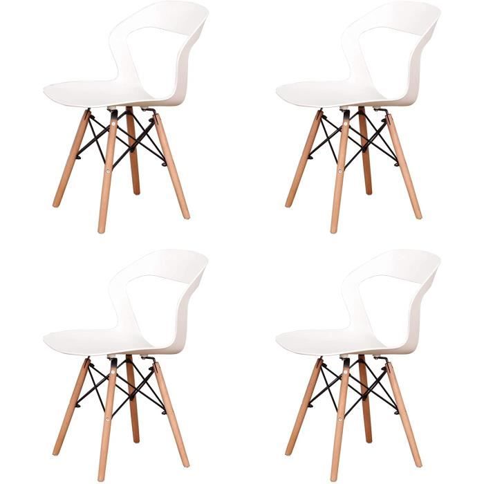 4 chaises de salle à manger au design élégant avec pieds en bois ...