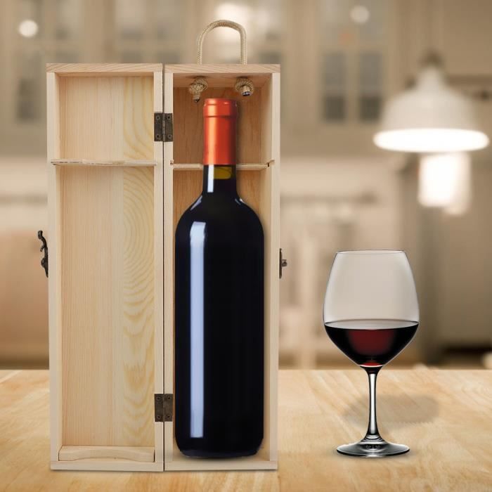 Boîte à vin en bois Boîte à vin rouge à bouteille unique La boîte d ...