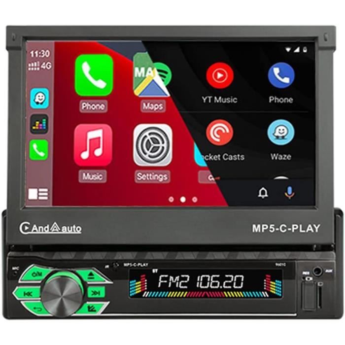 Autoradio Bluetooth 1Din 7 Pouces Avec Apple Carplayer & Android Auto ...