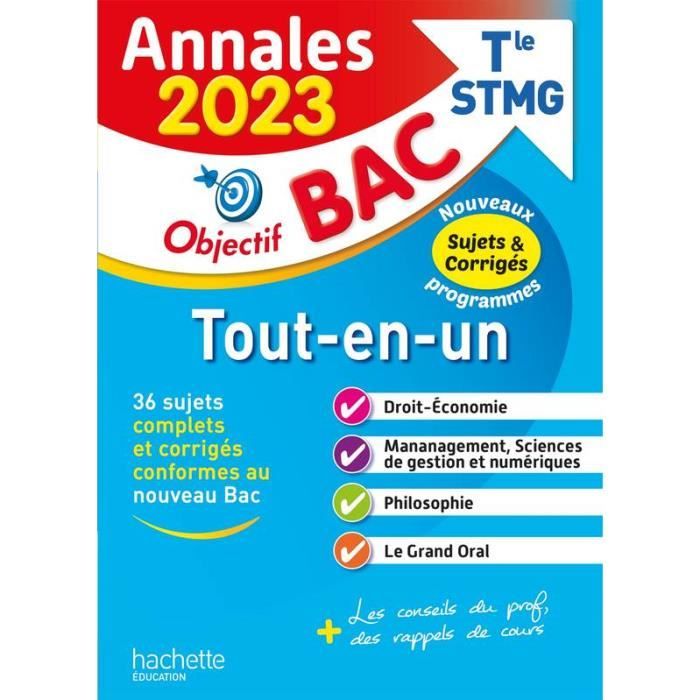 Annales Objectif BAC 2023 - Bac STMG Tout-en-un - Cdiscount Librairie