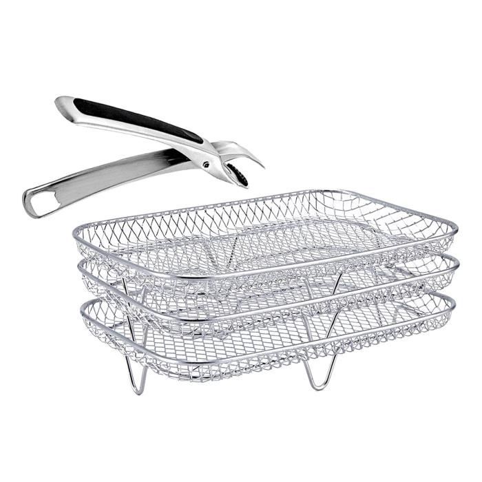 Support de friteuse à air rectangle trois supports empilables, support de déshydrateur ...