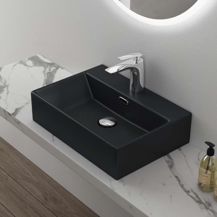 Mai & Mai Vasque à Poser 51x36x13cm Lavabo en Céramique Noir Mat ...