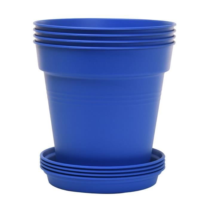 Pots de Jardin Rond avec plat circulaire (19 Cm, Lot de 4) Bleu ...