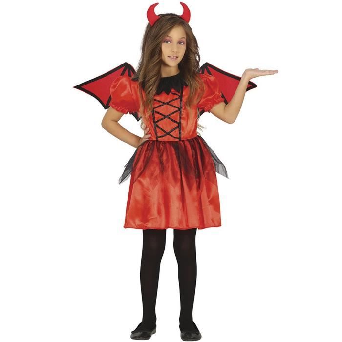 Déguisement diablesse mégère fille 5/6 ans - Marque - Rouge - Tissu ...