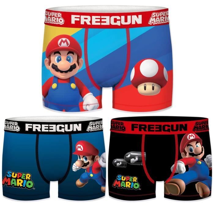 Boxers Homme Super Mario Bros 3 - FREEGUN - Lot de 3 - Bleu marine ...