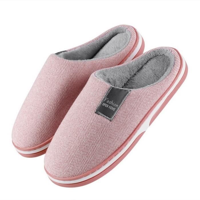 Ménage pantoufles hommes femmes hiver chaud coton maison pantoufles ...