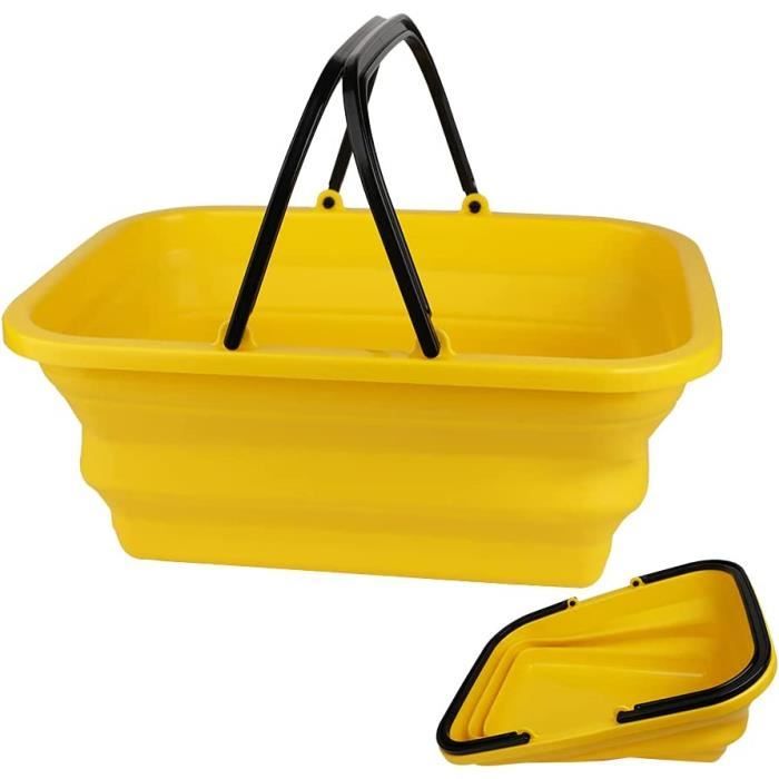 Seau pliable jaune de 10 l pour lavage de voiture, idéal pour laver la ...