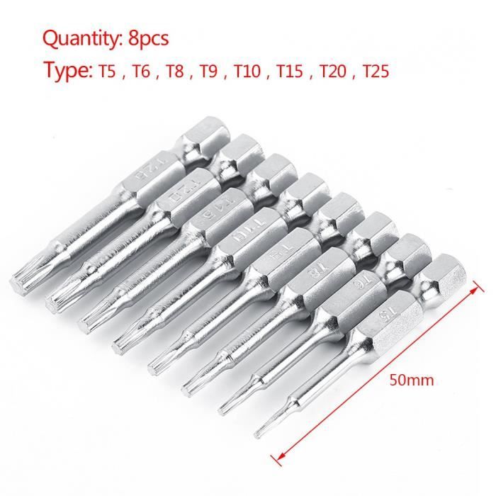 ZJCHAO Coffret de 8 embouts magnétiques pour vis à tête étoile en acier ...