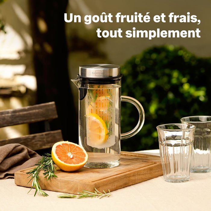 YSFMODE-Carafe Eau En Verre Avec Filtre Infusion Amovible-1 Litre ...