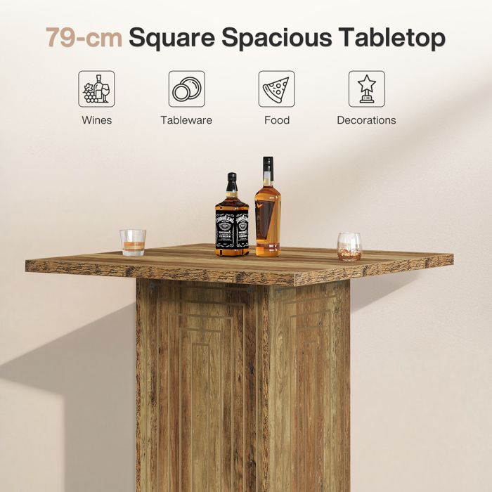 Tribesigns Table de Bar Carrée,90 cm Table à Manger en Bois Pour 2 ...