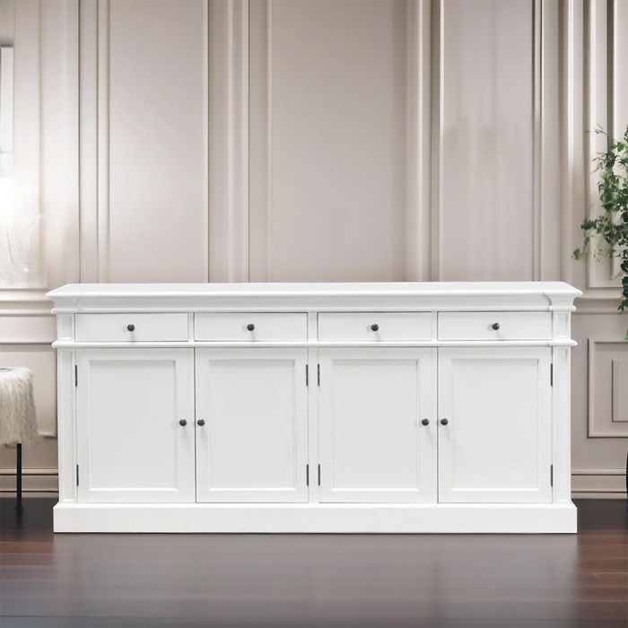 Amaretta Buffet ancien vieux blanc patiné avec 4 portes et 4 tiroirs ...