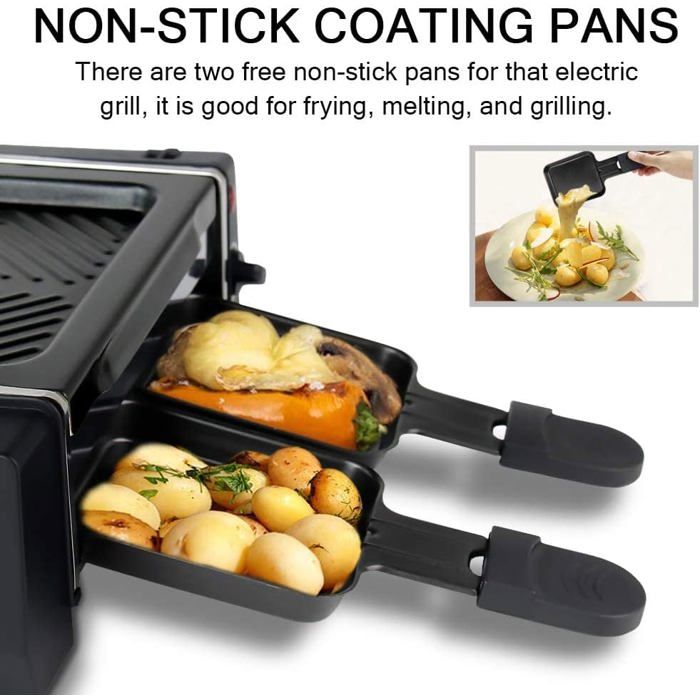 Mini Raclette Électrique Pour 1-2 Personnes - Barbecue De Table Avec ...