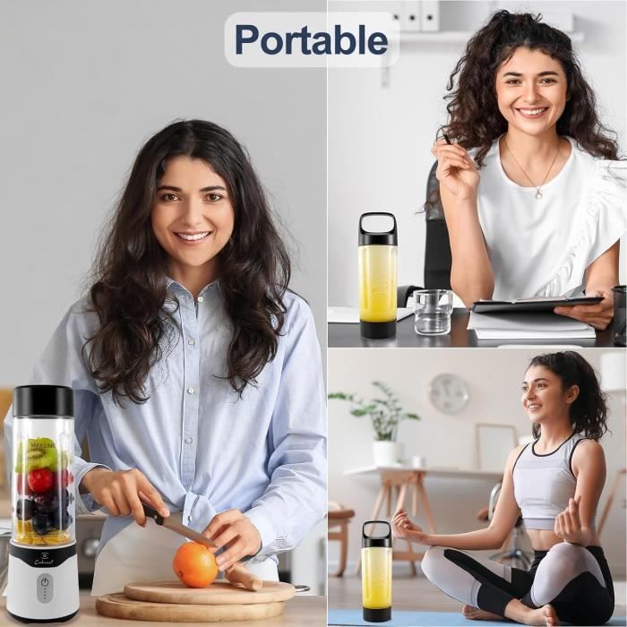 Portable Mixeur Pour Smoothies Et Shakes, Rechargeable Type C Mini ...
