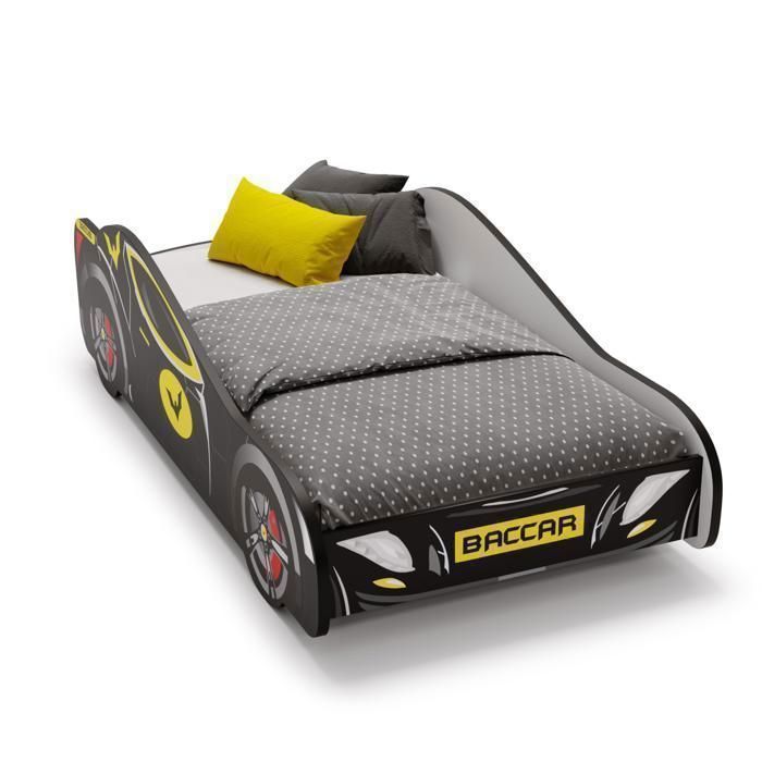 Lit enfant auto pour un garçon "Batcar"+ sommier 140x70 cm - Cdiscount ...