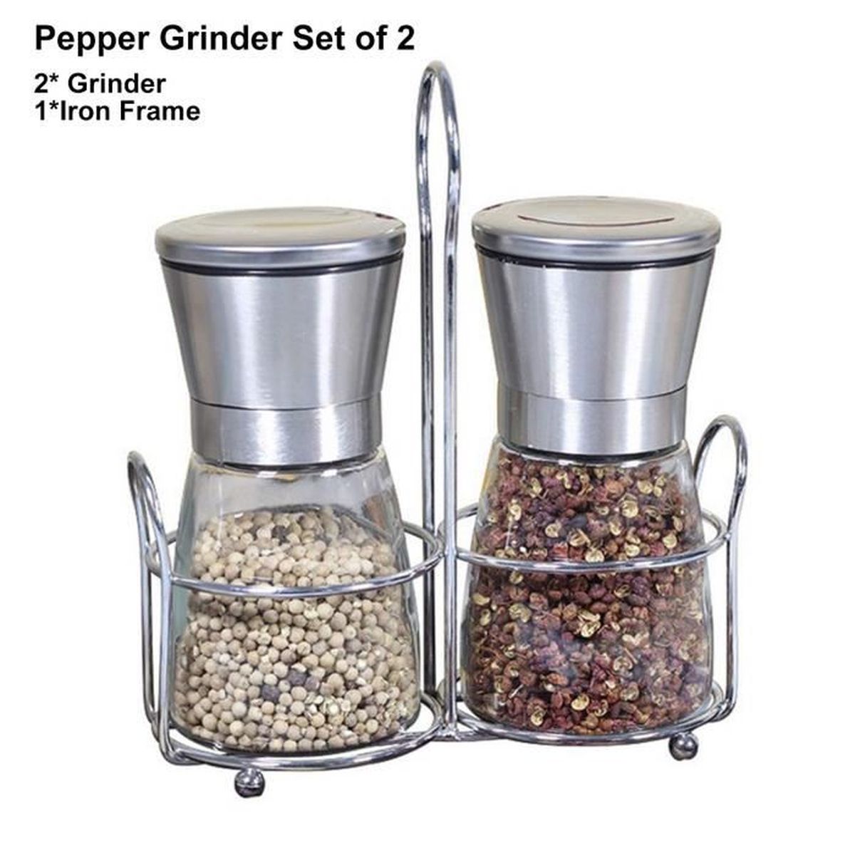 Set de 2 moulins de poivre, de sel, à épices avec couvercle acier inox ... Set de 2 moulins de poivre, de sel, à épices avec couvercle acier inox ...