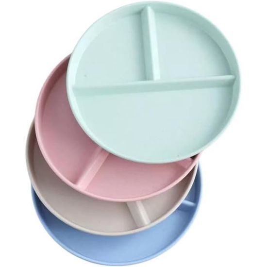 Assiette Plate Compartiment Enfant, Lot De 4 Assiettes Divisées, De ...