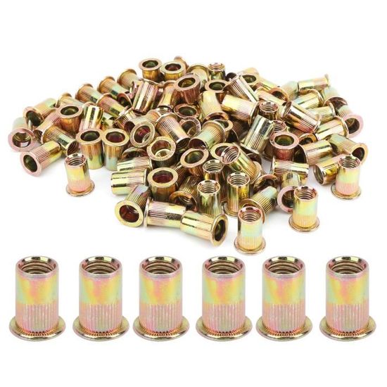 GOTOTOP Écrou de rivet 100 pièces écrou à rivet tête plate écrou à ...