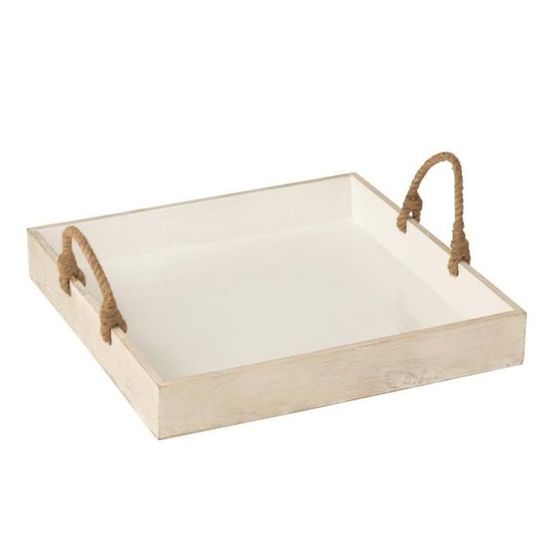 Plateau avec anse en manguier blanc Blanc - Cdiscount Maison