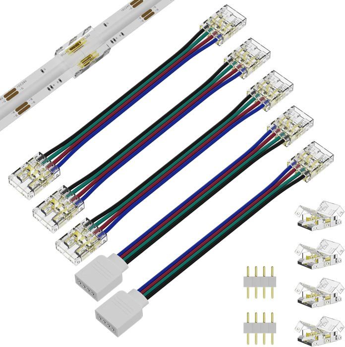 11PCS 10mm 4Pin Connecteur LED Kit pour Ruban RGB LED COB Connecteur ...