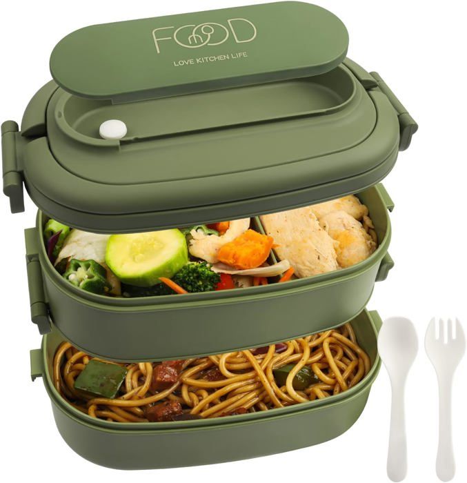 Lunch Box2couches 1550ml Bento Lunch Box pour Adulte Boite Repas avec 3 ...