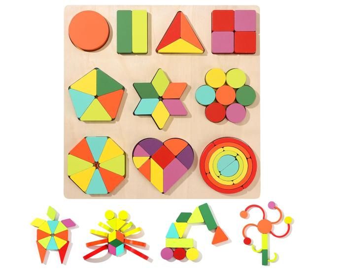 Formes Géométrique en Bois Puzzle Tout Petits Educatif Jeux ...