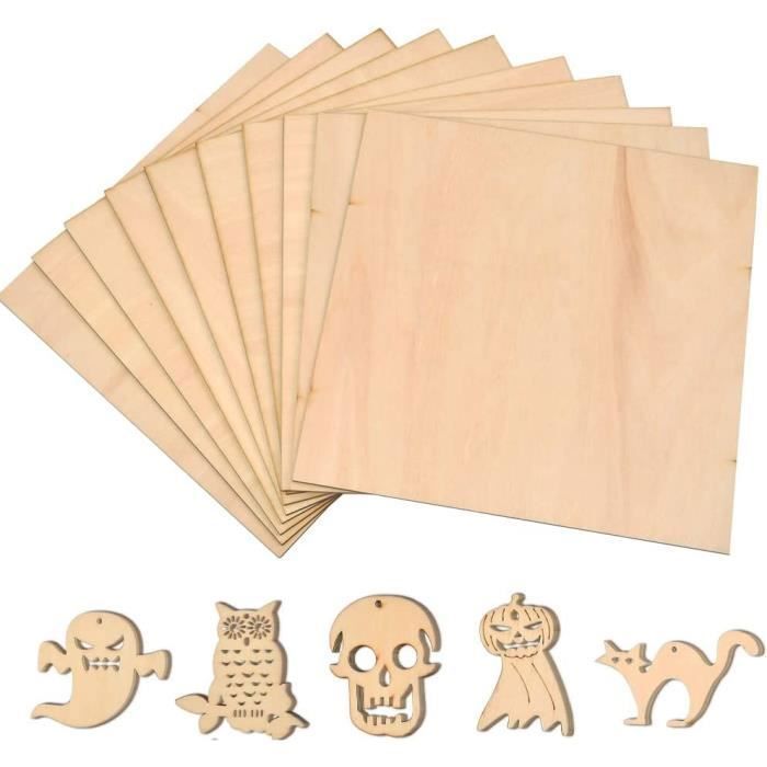 Plaque Bois Brut 10Pcs Planche de Bois Brut 200X200X2 mm Panneaux de ...