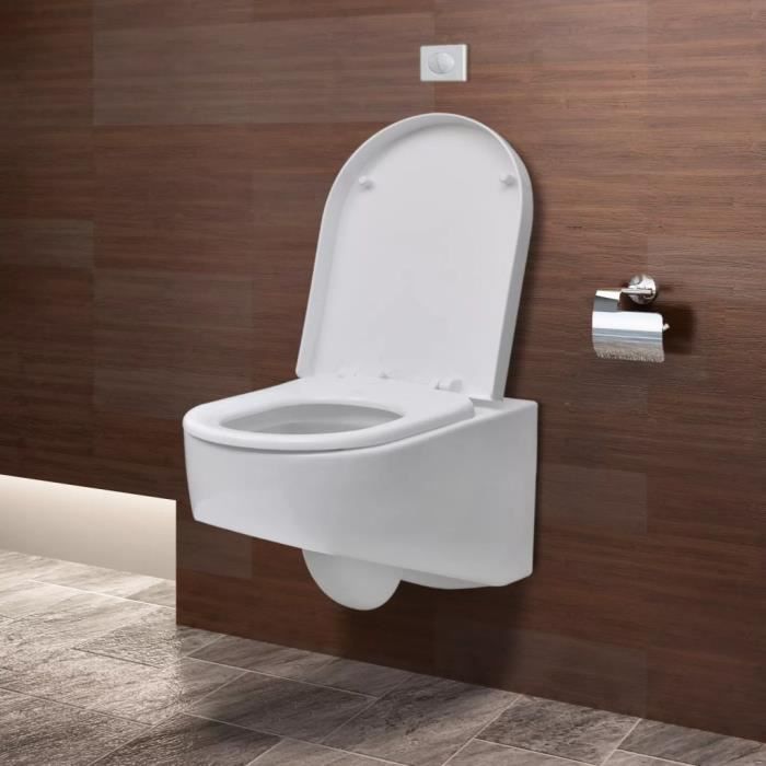 LINXI-Cuvette blanche avec abattant 55 x 35 x 33,5 cm bati-support ...