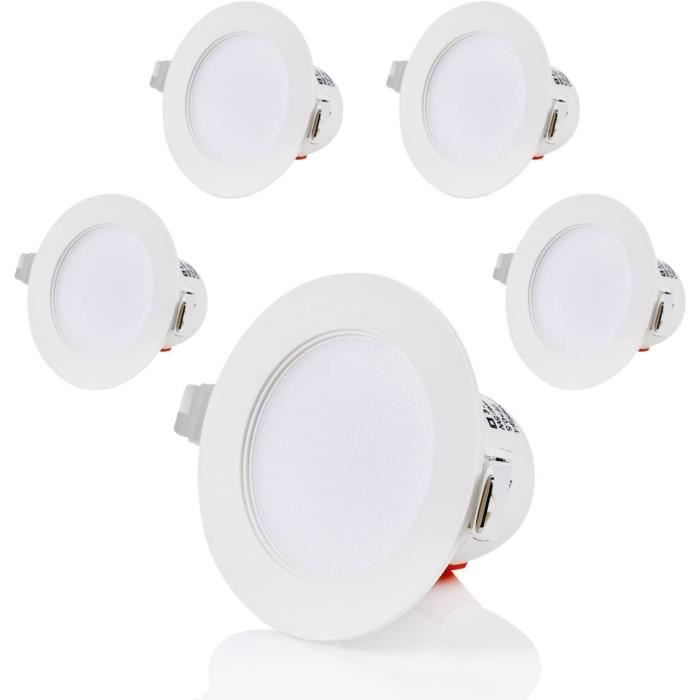 Lot de 5, Encrastrable Plafonnier, spots LED à encastrer plats 50mm, pour salle de bain, IP44 ...