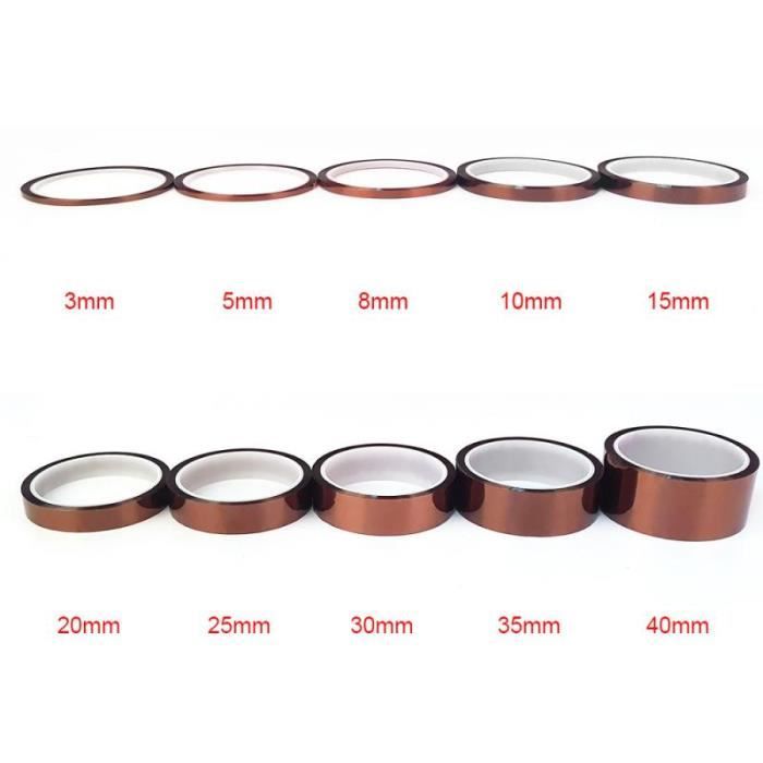 Ruban adhésif isolant en Polyimide (Kapton), résistant à la chaleur, 30M, 3-40mm 15mm YELLOW 33 ...