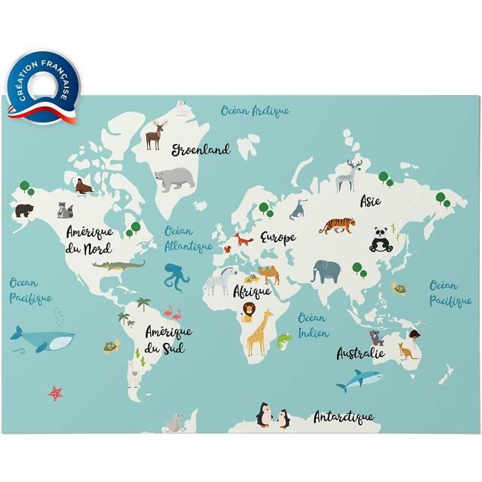 ELWEN Poster XXL Planisphère Map Monde Carte du Monde Enfant,Carte du ...