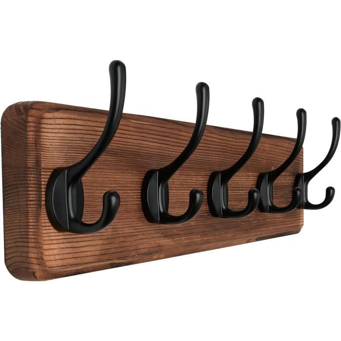 Porte-Manteau Mural Rustique : 40,6 Cm De Trou À Trou, Crochet En Bois ...
