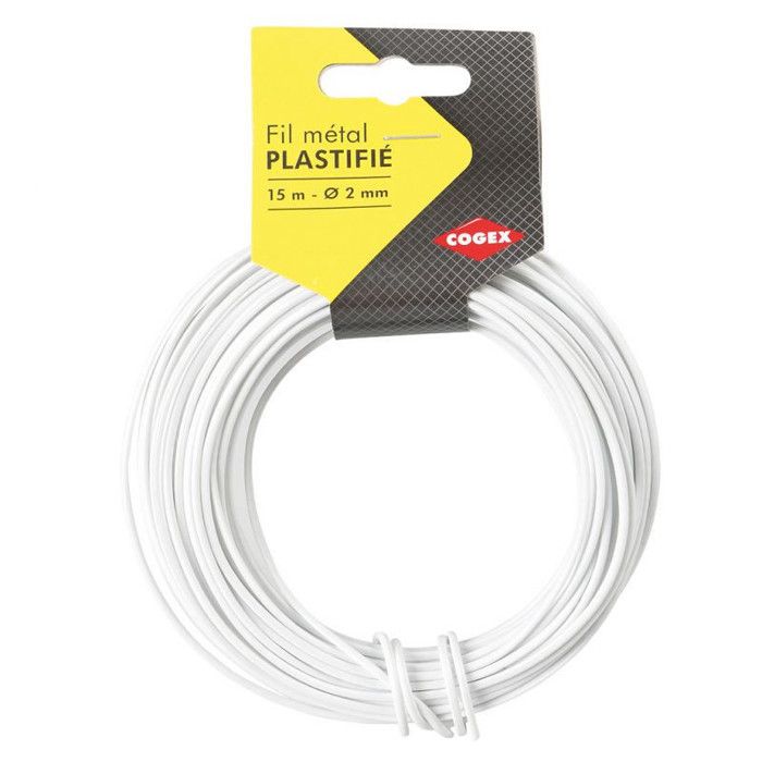 Fil De Fer Blanc Plastifié Rouleau De 15m 2 Mm De Diamètre