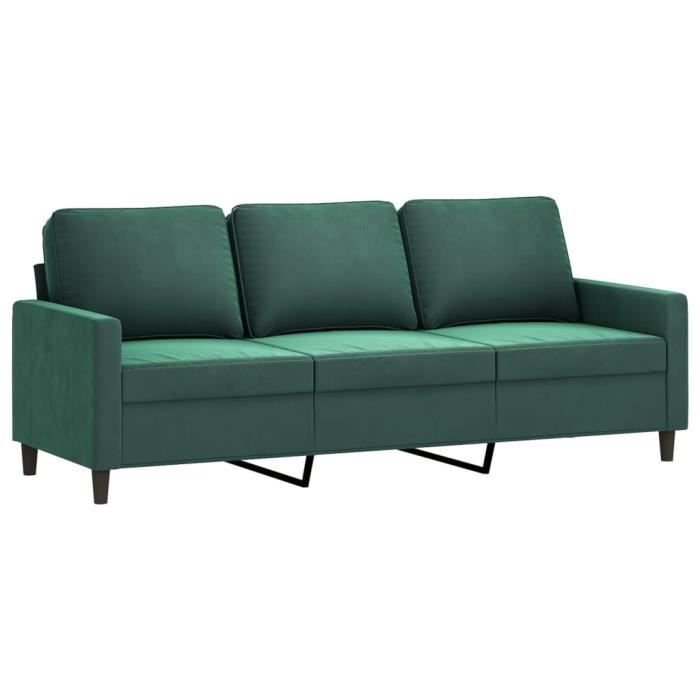 Drfeify Canapé à 3 places Vert foncé 180 cm Velours 111558 - Cdiscount ...