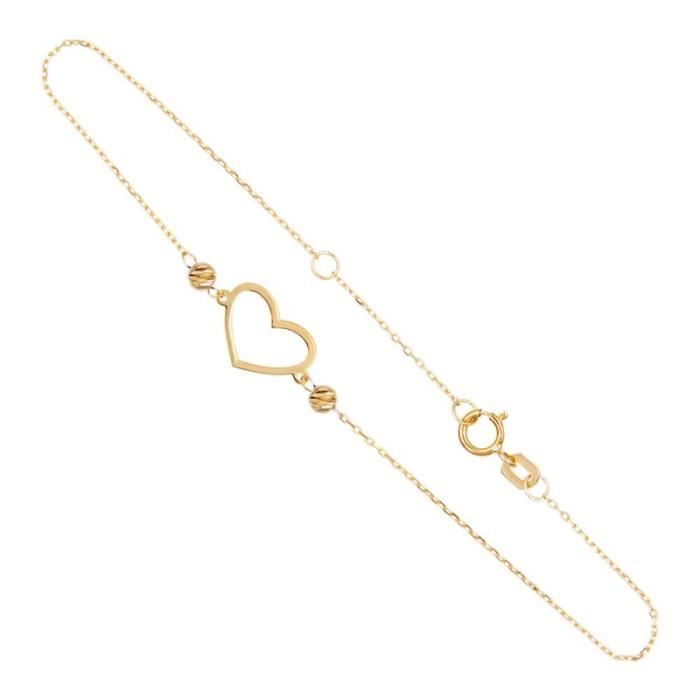 Bracelet Or Jaune - Motif Coeur - L'ATELIER D'AZUR - Femme - Diamant Or ...