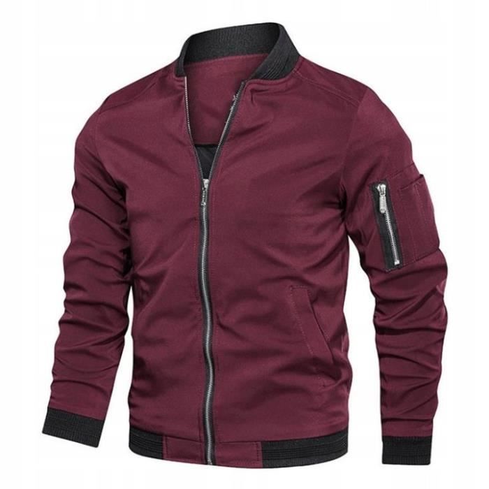 Veste bomber zippée pour hommes - REMYCOO - Rouge Rouge - Cdiscount ...