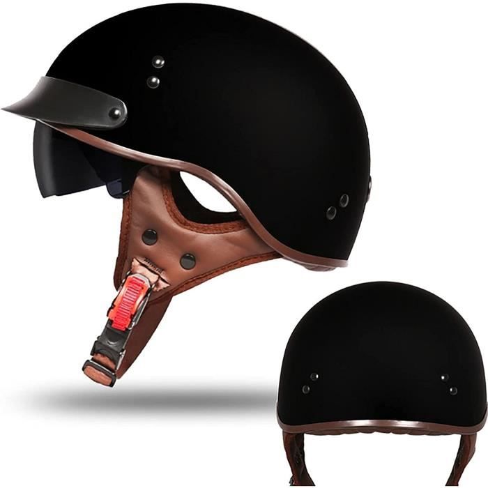Demi-casques de moto,avec visière uv lunettes casque de moto jet rétro ...