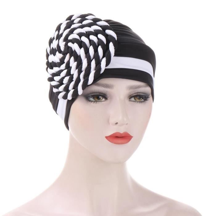 Musulman deux tresse Hijab Bonnet femmes indien chimio casquette ...