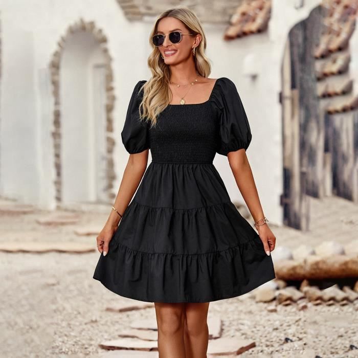 Robe femme chic Mode elegant Détendu - Noir Noir - Cdiscount Prêt-à-Porter