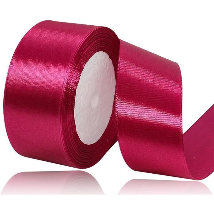 Ruban De Satin Rose Fuchsia 40Mm, 22 Mètres Ruban Tissu Pour Emballage ...