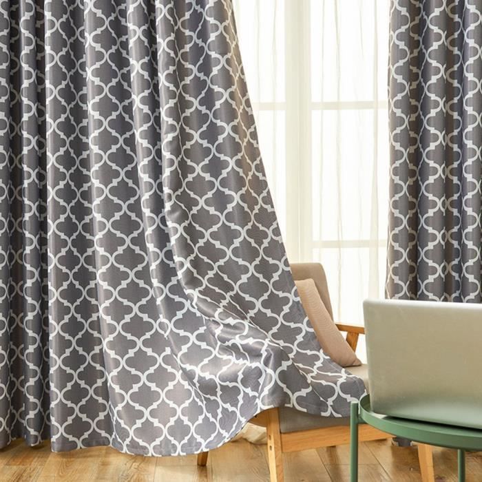 Rideaux occultants - 140x240cm - Gris - Œillets - Synthétique ...