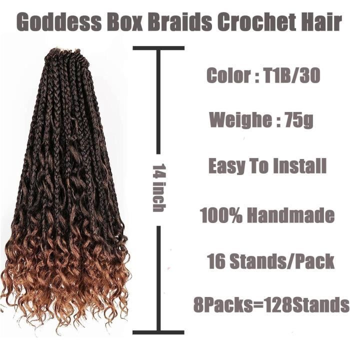 Goddess Box Braids Crochet Hair 14 Pouces Pack De 8 Pré - Broyés ...