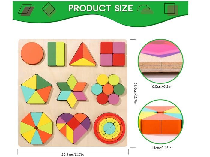 Formes Géométrique en Bois Puzzle Tout Petits Educatif Jeux ...
