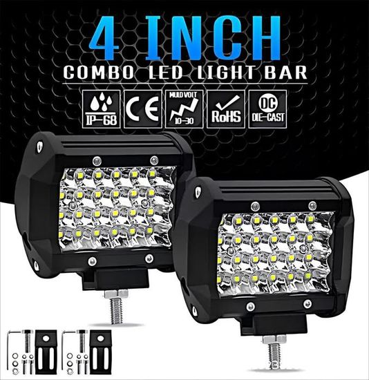 Rampe de Phare de Travail LED 2x72w, 12V 24V, Carré Projecteurs Lumière ...