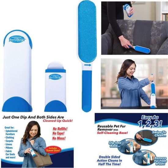Hurricane Fur Fuzz Wizard Pet Lint Remover Reusable Brush Self-Cleaning ...